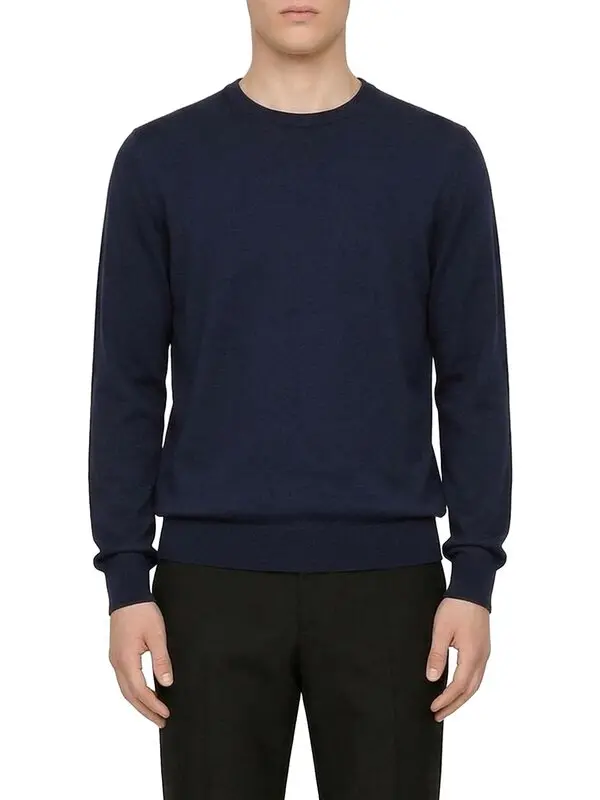 Fedeli Virgin Wool Crewneck Pullover - Navy