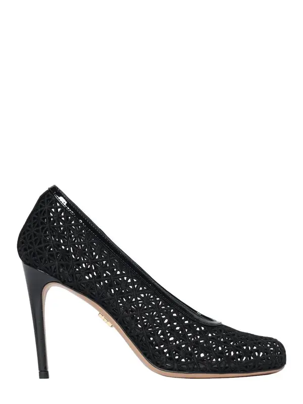 FERRAGAMO Macramé Lace Pumps With Stiletto Heel - Black