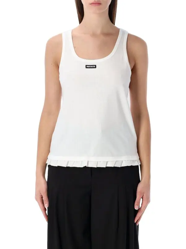 ROTATE BY BIRGER CHRISTENSEN Sleeveless Frill Hem Tank Top - White