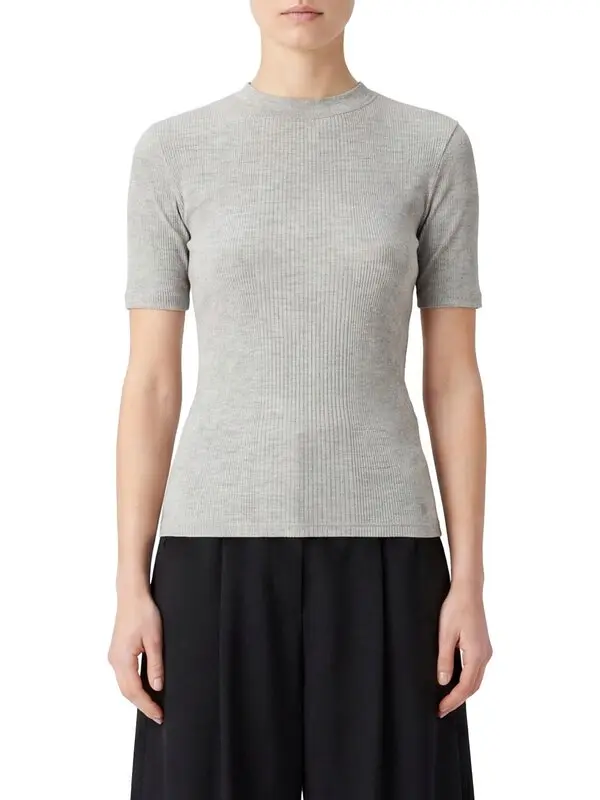 Loulou De Saison Ribbed High Neck T-shirt - Grey