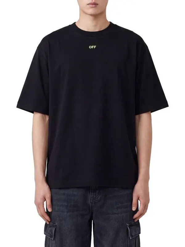 Off-White Cotton T-shirt With Mini Logo - Black 1