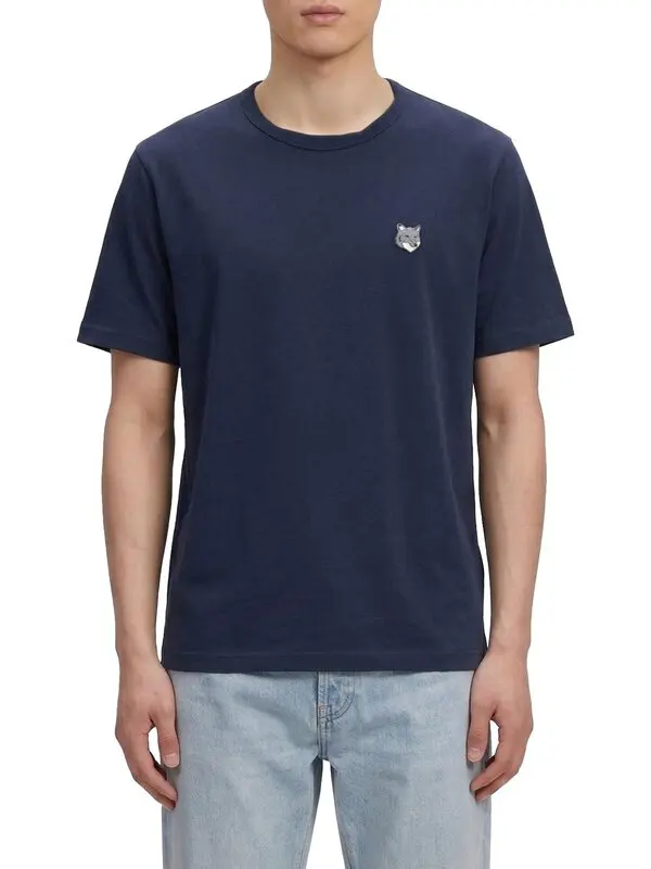 Maison Kitsuné Organic Cotton T-shirt With Logo - Navy