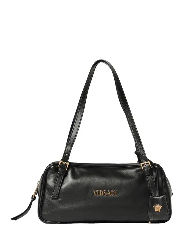 Versace Leather Tag Bag - Black