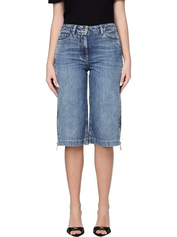 Elisabetta Franchi Cotton Denim Shorts - Blue