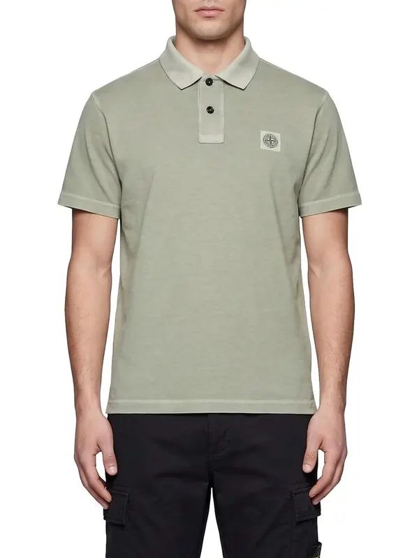 Stone Island Cotton Polo Shirt With Logo - Sage
