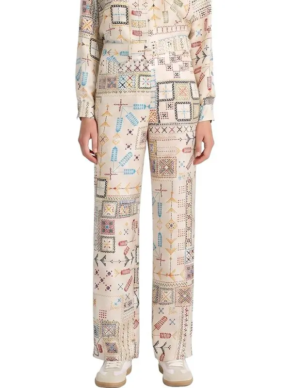Momoni Silk Palazzo Trousers - Cream