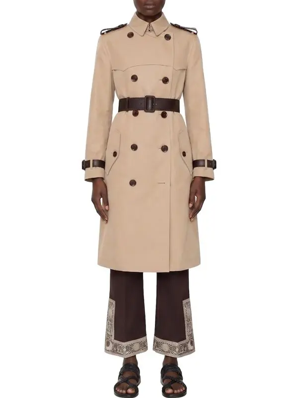 Burberry Double-breasted Cotton And Silk Trench Coat - Beige