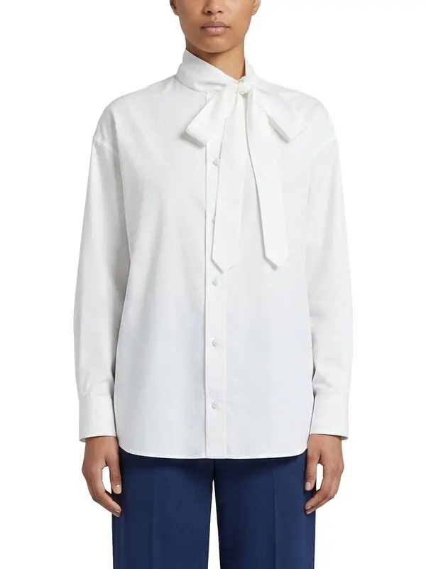 Kenzo Cotton Poplin Shirt With Pussybow Detail - White