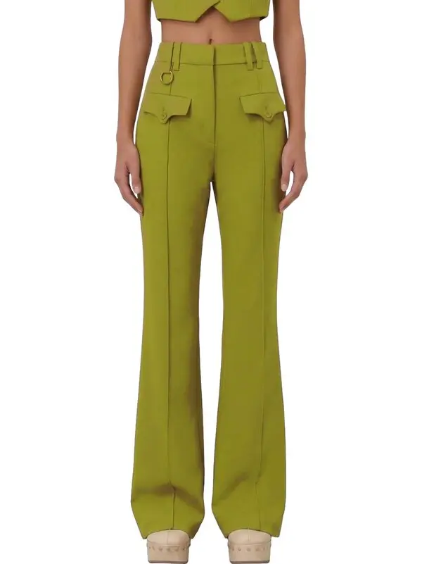 Zimmermann Flared Wool Blend Trousers - Green