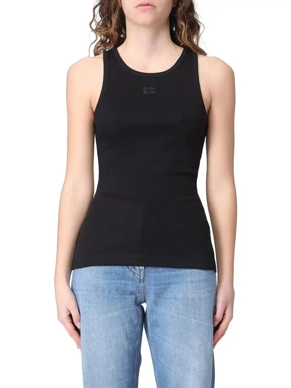 GANNI Ribbed Tank Top - Black