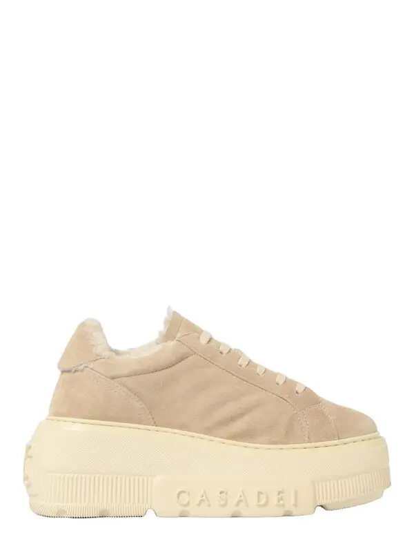 Casadei Platform Trainers With Shearling Lining - Beige