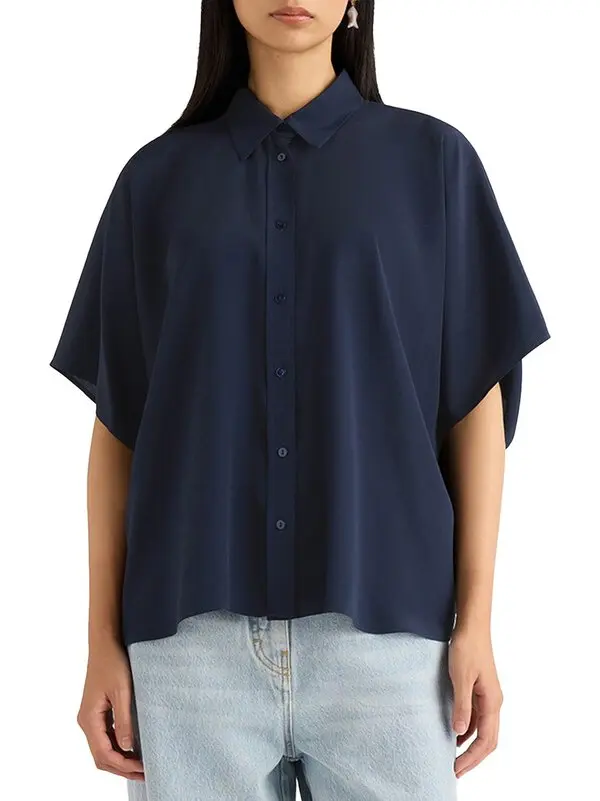 Momoni Silk Blend Shirt - Blue