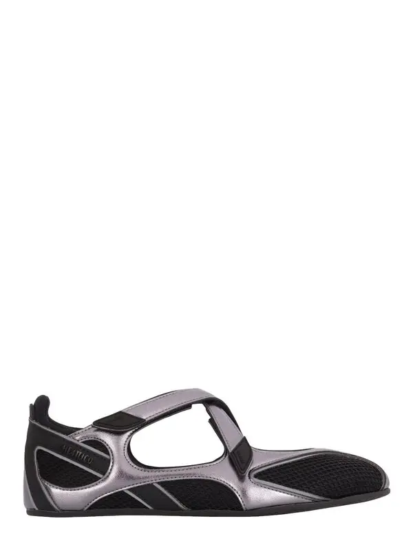 Attico Bi-mesh Mary Jane Flats - Black