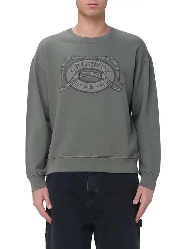 C.P. COMPANY Embroidered Logo Cotton Sweatshirt - Grey