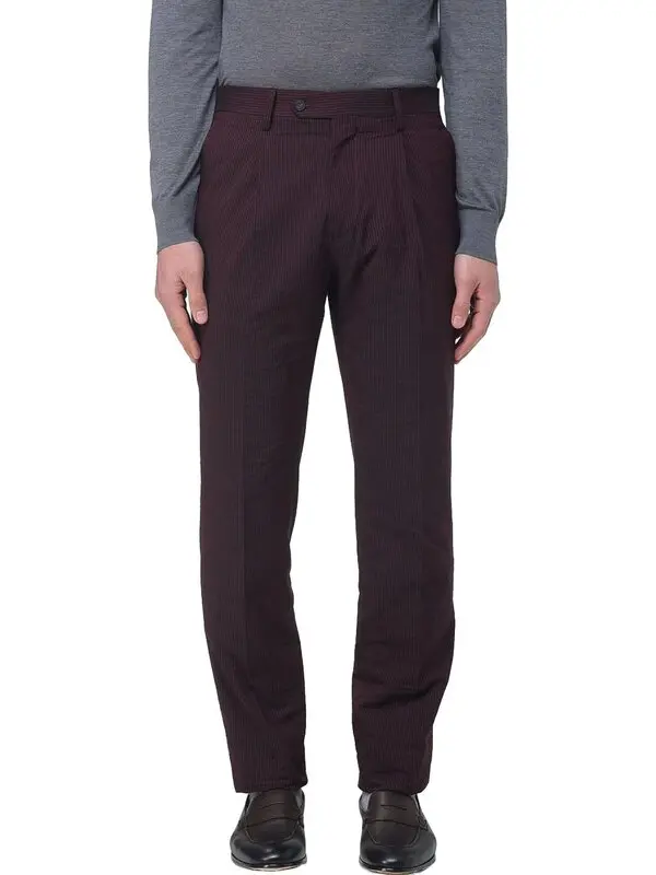 Antonio Marras Tailored Cotton And Silk Pinstripe Trousers - Burgundy