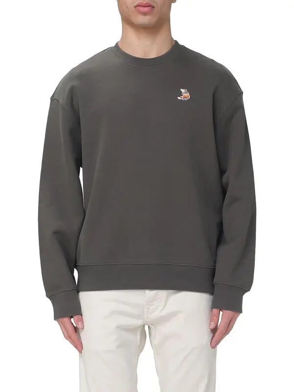 Maison Kitsuné Crewneck Sweatshirt With Logo Detail - Brown