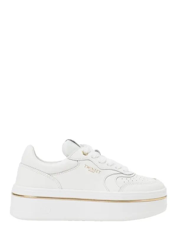 TWINSET Flatform Leather Sneakers - White