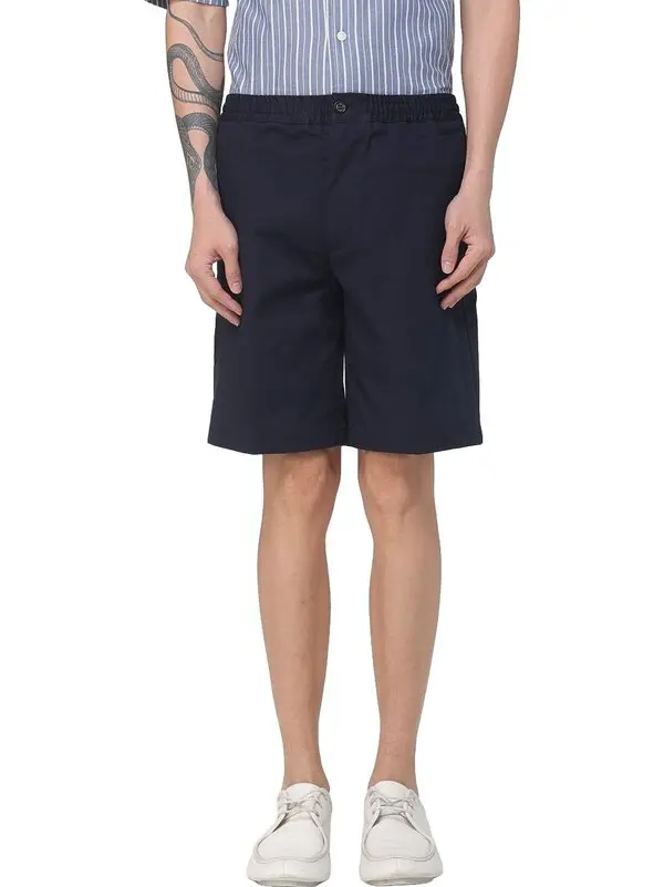 PAOLO PECORA Virgin Wool Chino Shorts - Blue
