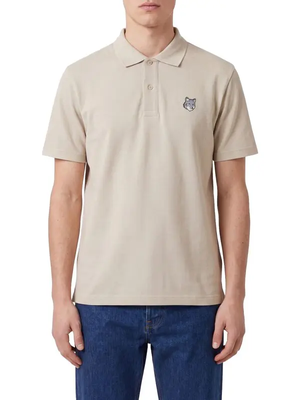 Maison Kitsuné Cotton Polo Shirt With Logo - Beige