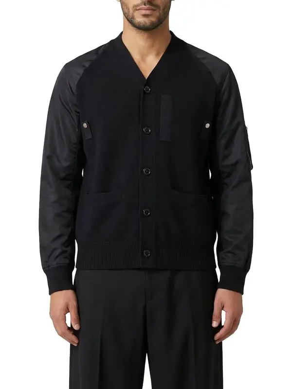 Sacai Cotton Blend Cardigan - Black