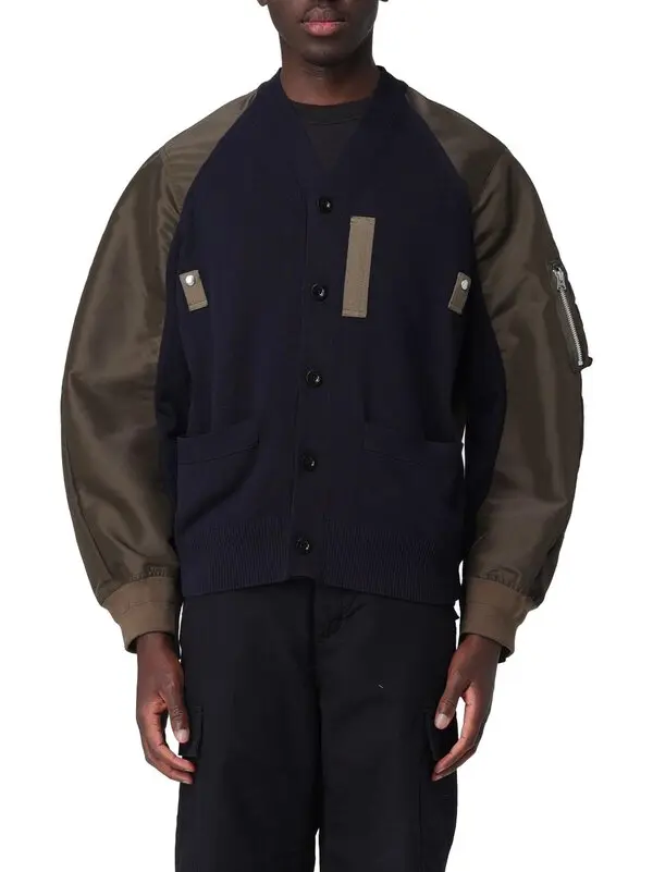 Sacai Cotton Blend Cardigan - Navy