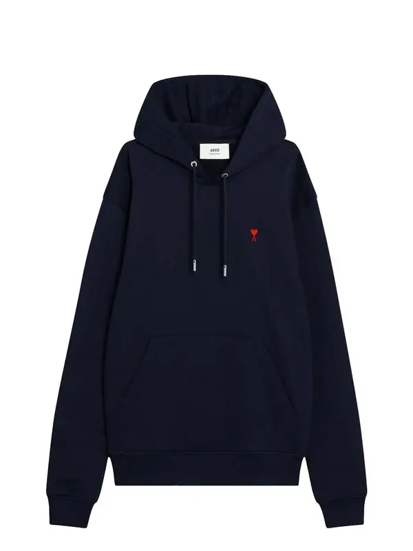 AMI Paris Hoodie With Embroidered Logo - Blue
