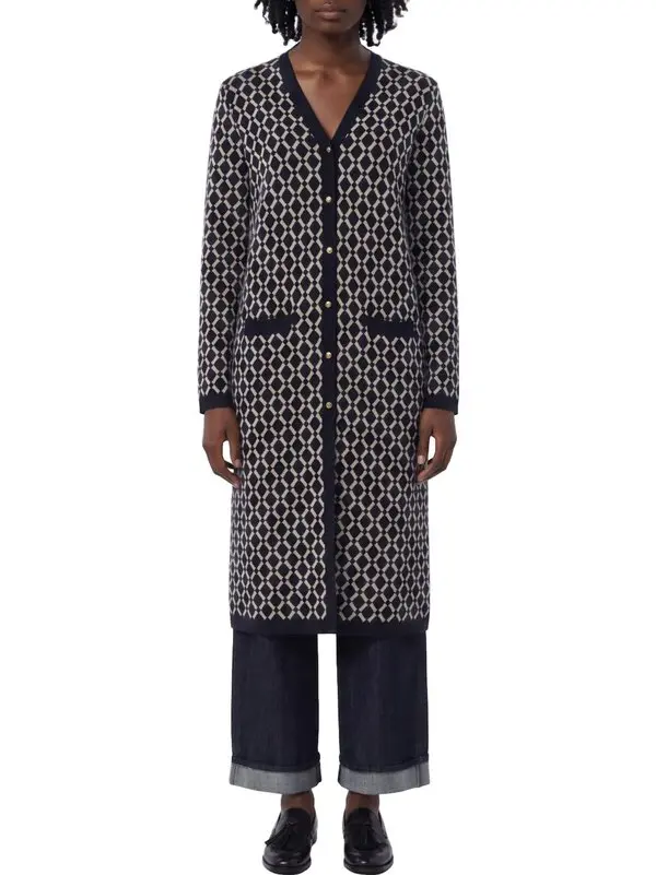 Max Mara Rhombus Wool Cardigan - Blue