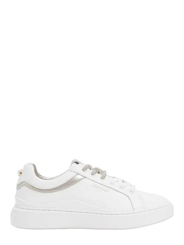 TWINSET Smooth Leather Low Top Sneakers - Platinum