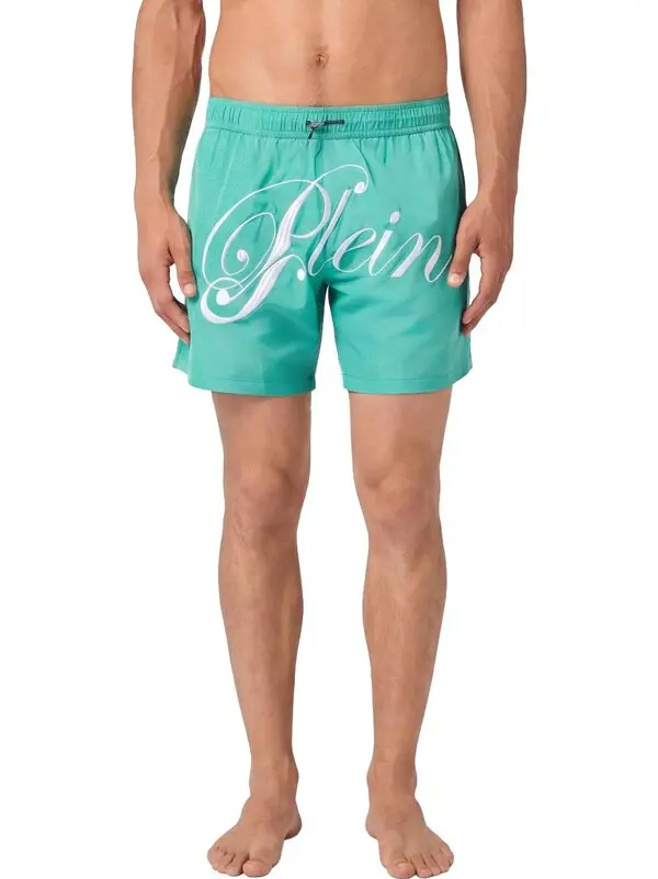 Philipp Plein Technical Fabric Swim Shorts With Embroidered Logo - Green