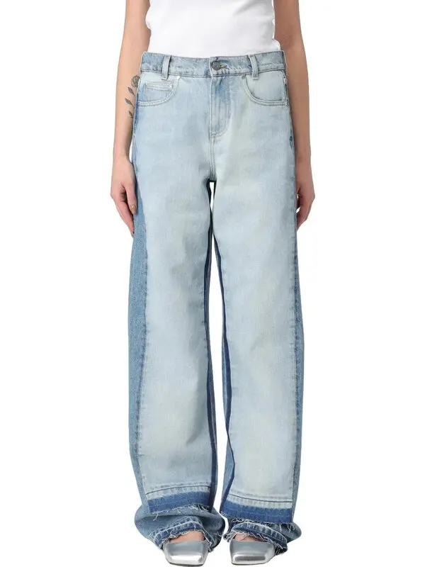 Stella McCartney Paneled Wide Leg Jeans - Blue
