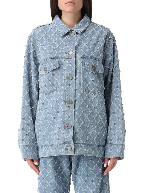 Pinko Embellished Denim Jacket - Blue
