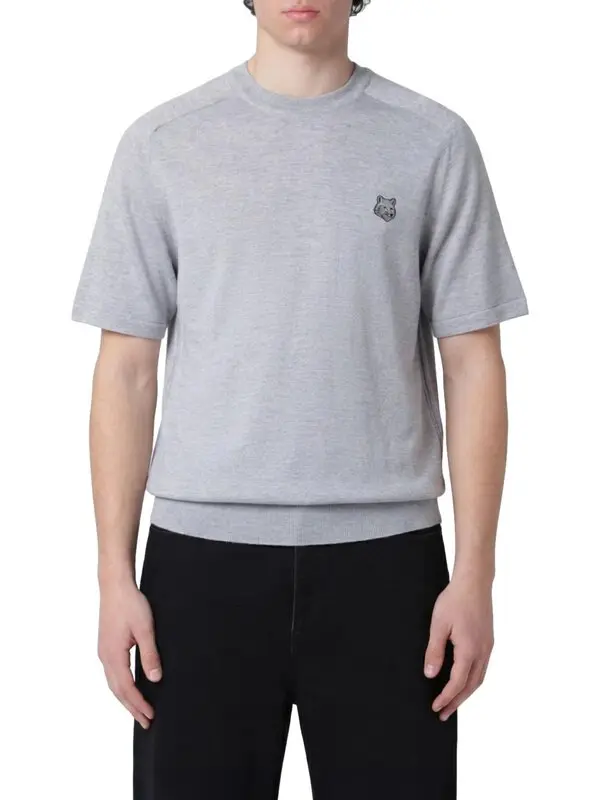 Maison Kitsuné Wool Knit Sweater With Logo - Grey