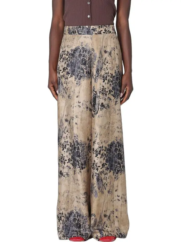 Antonio Marras Silk Floral Print Palazzo Trousers - Gold