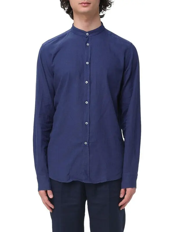 MANUEL RITZ Linen And Cotton Casual Shirt - Blue