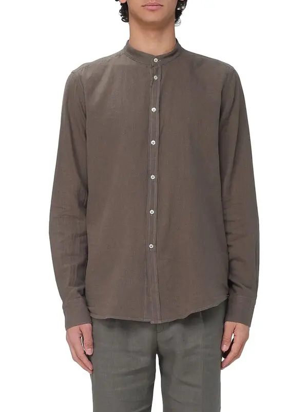 MANUEL RITZ Linen And Cotton Casual Shirt - Brown