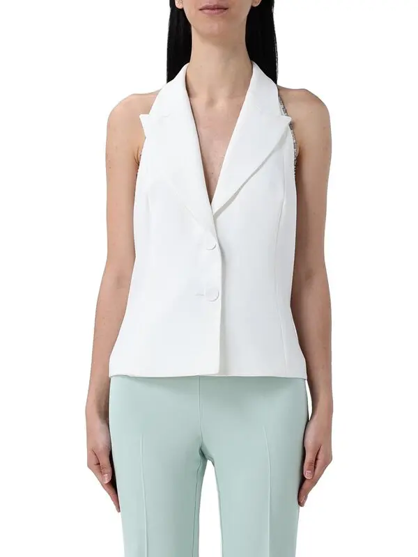 Pinko Single-breasted Beaded Vest - White