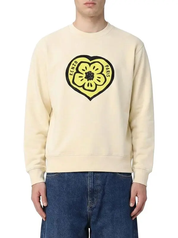 Kenzo Cotton Crewneck Sweatshirt With Logo - Beige