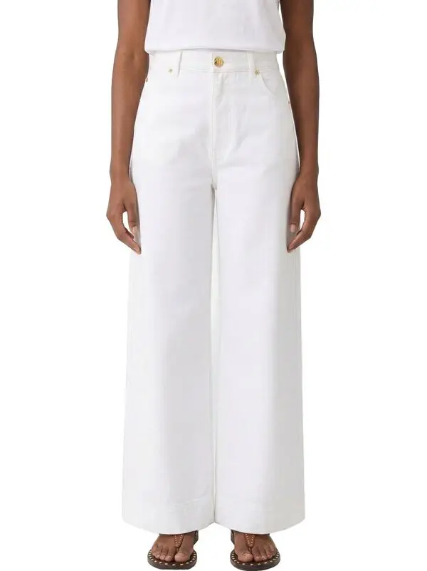Alberta Ferretti Wide Leg Cotton Palazzo Pants - White