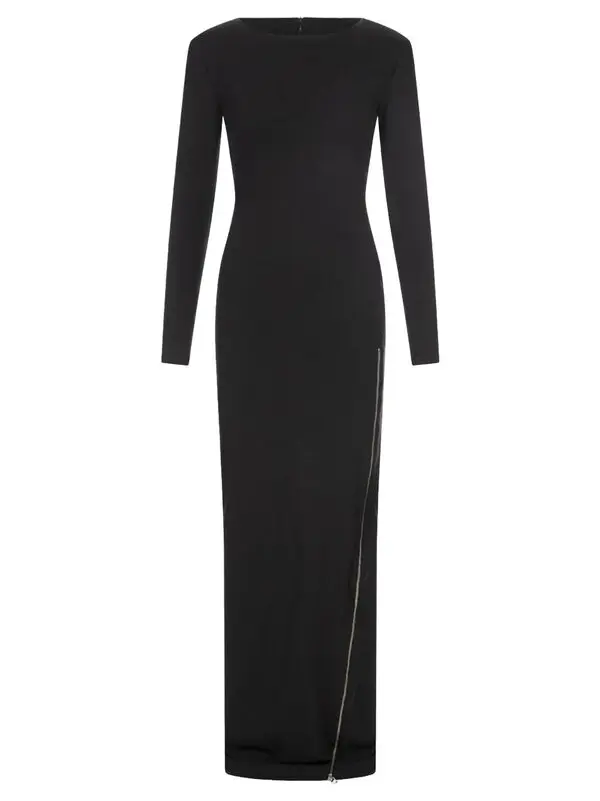 Philipp Plein Long Sleeve Maxi Dress With Side Zip Detail - Black