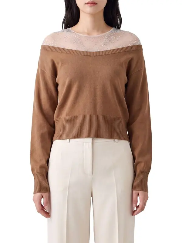 Giuseppe Di Morabito Embellished Lace Knit Jumper - Brown