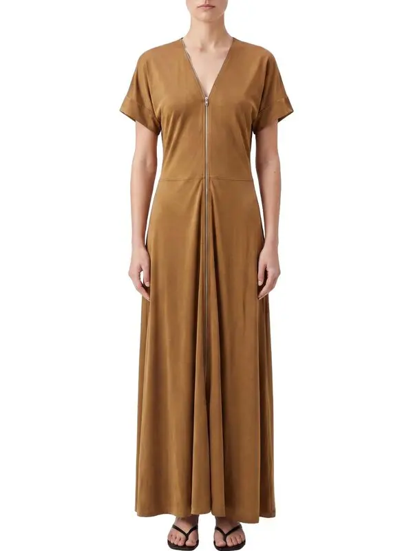 LEMAIRE Viscose Cotton Blend Maxi Dress - Cocoa