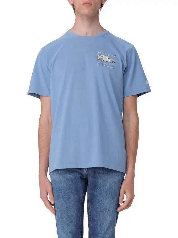 MC2 SAINT BARTH Cotton Crew Neck T-shirt - Gnawed Blue