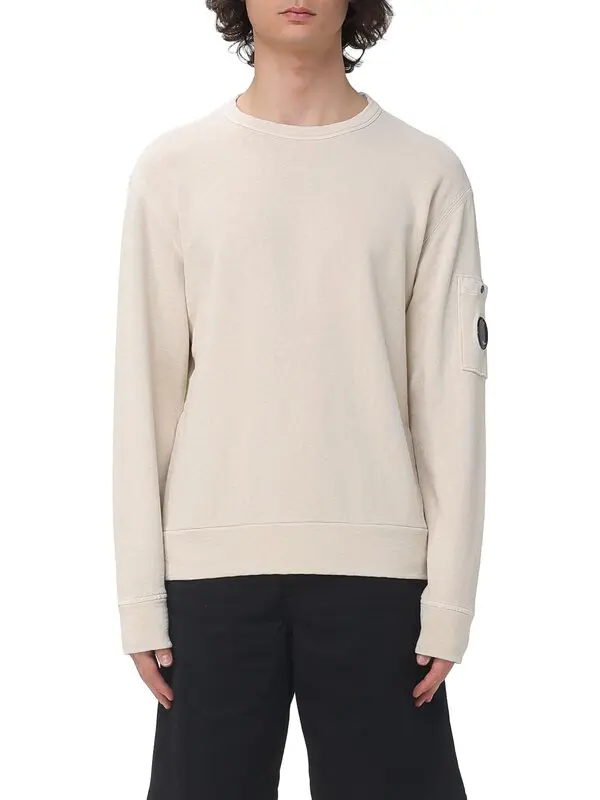 C.P. COMPANY Cotton Crewneck Sweatshirt With Logo Detail - Beige