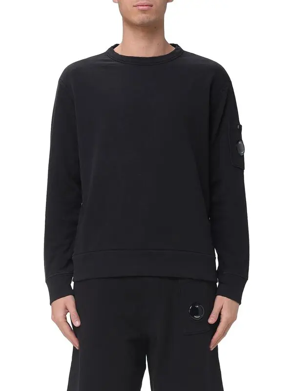 C.P. COMPANY Cotton Crewneck Sweatshirt With Logo Detail - Black