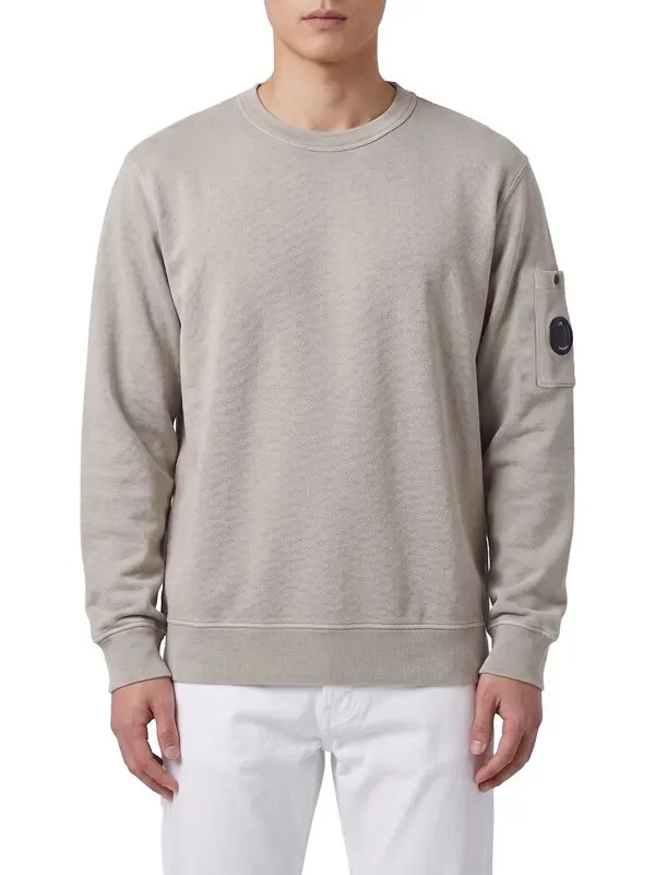 C.P. COMPANY Cotton Crewneck Sweatshirt With Logo Detail - Grey