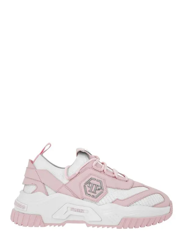 Philipp Plein Low-top Sneakers In Crochet Knit With Bi Monogram Pattern - Bianco 3