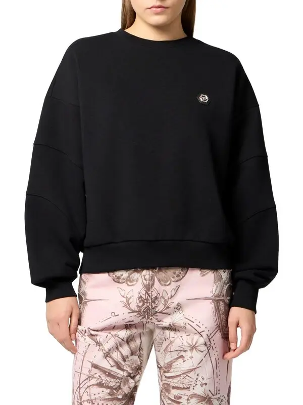 Philipp Plein Sweatshirt With Embellished Detail - Black