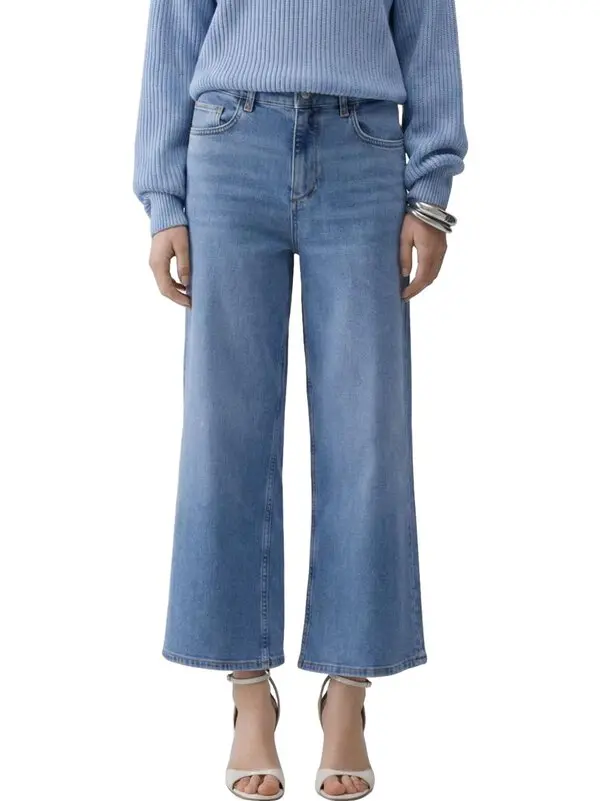 Liu Jo Cropped Wide-leg Jeans In Stretch Denim - Gnawed Blue