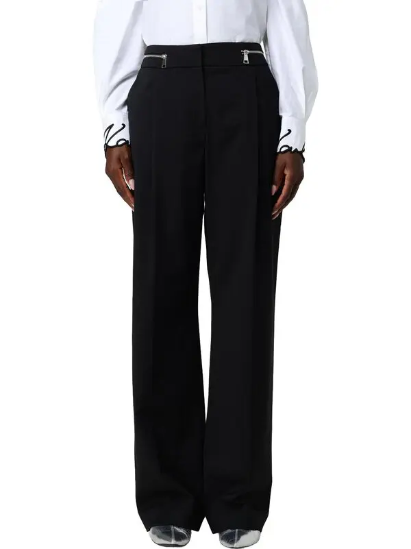 Karl Lagerfeld Tailored Wide Leg Trousers - Black