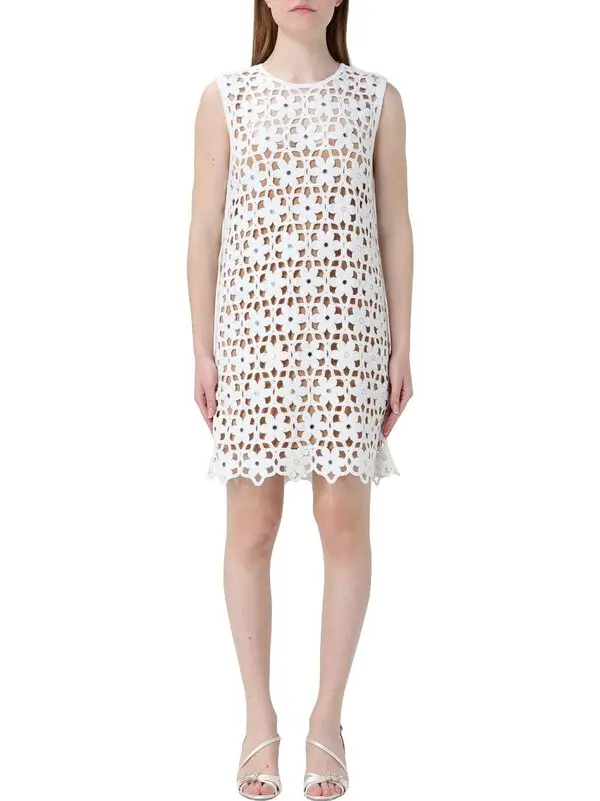 Michael Kors Crochet Mini Dress With Stud Embellishments - White